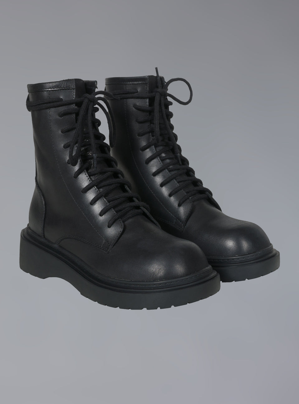 Combat Lace-Up Boot In Black Leather | UNIF