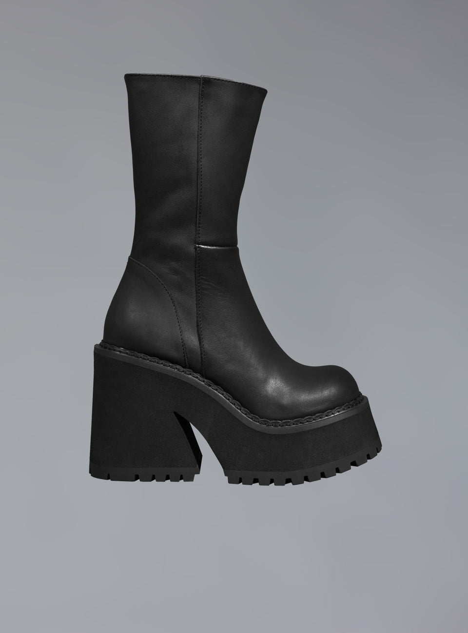 Black Leather Platform Boot | UNIF
