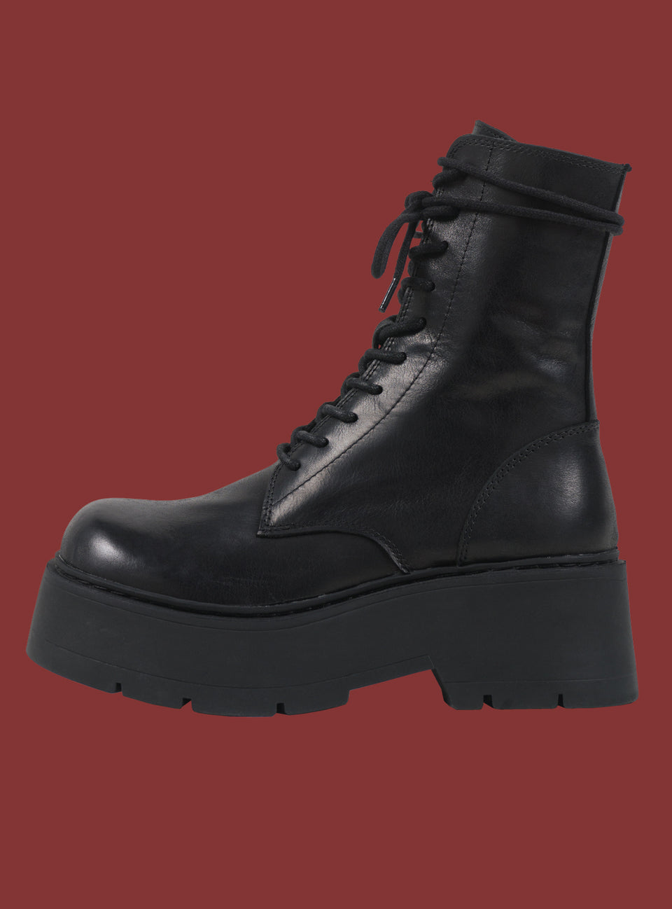 Black Platform Lace-Up Combat Boot | UNIF